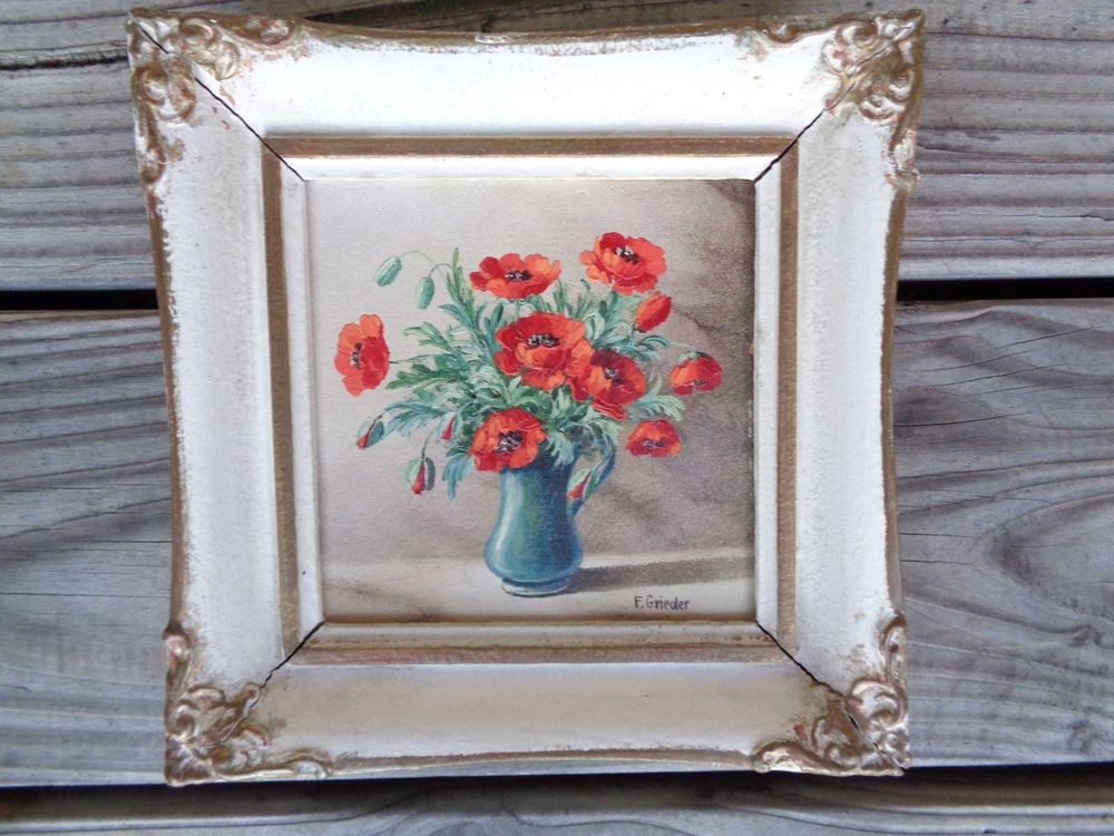 ORIGINAL OELGEMÄLDE F.GRIEDER MOHNBLUMEN STILLEBEN | Kaufen auf Ricardo