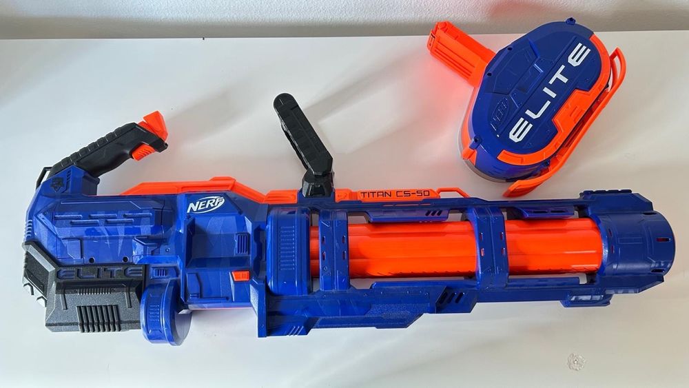 Nerf Minigun Titan CS-50 inkl. Trommelmagazin und neuen Batt (Gebraucht ...