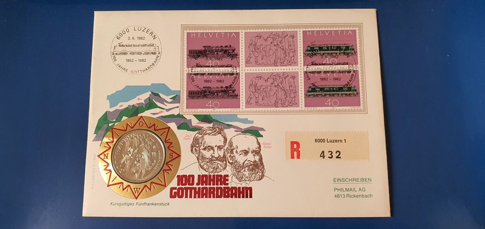 Numisbrief - 5.- Münze / 100 Jahre Gotthardbahn (Neu (gemäss Beschreibung)) in Sisseln AG für ...