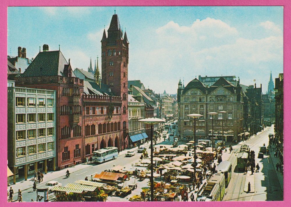 Basel Marktplatz und Rathaus mit älteren Trams (Gebraucht) in Einsiedeln für CHF 1 – mit ...