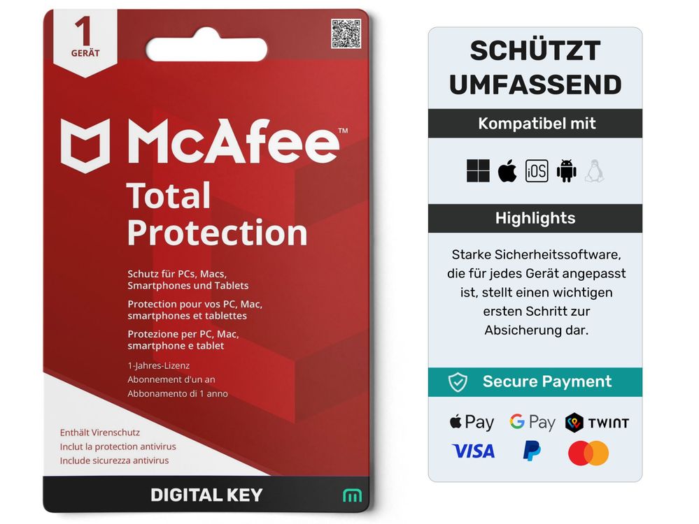 McAfee Total Protection | 1 Gerät | PC & MAC & Mobile | 1J (Neu und ...