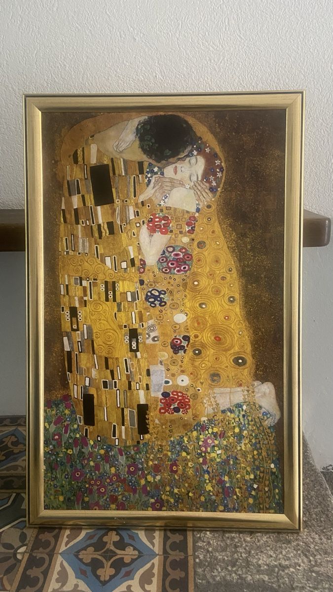 Gustav Klimt "Der Kuss" Bild aufgezogen mit Goldrahmen (Gebraucht) in ...