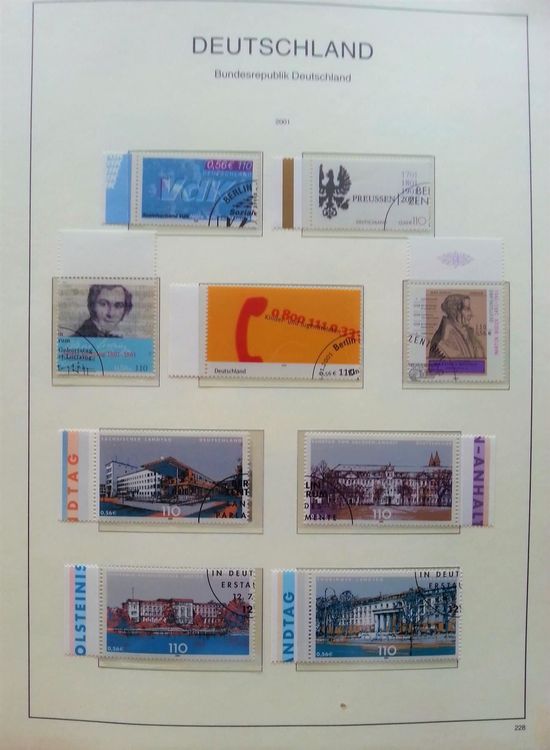 Briefmarken BRD Jahrgang 2001 gestempelt (Gebraucht) in Oberriet SG für CHF 12 – mit Lieferung ...