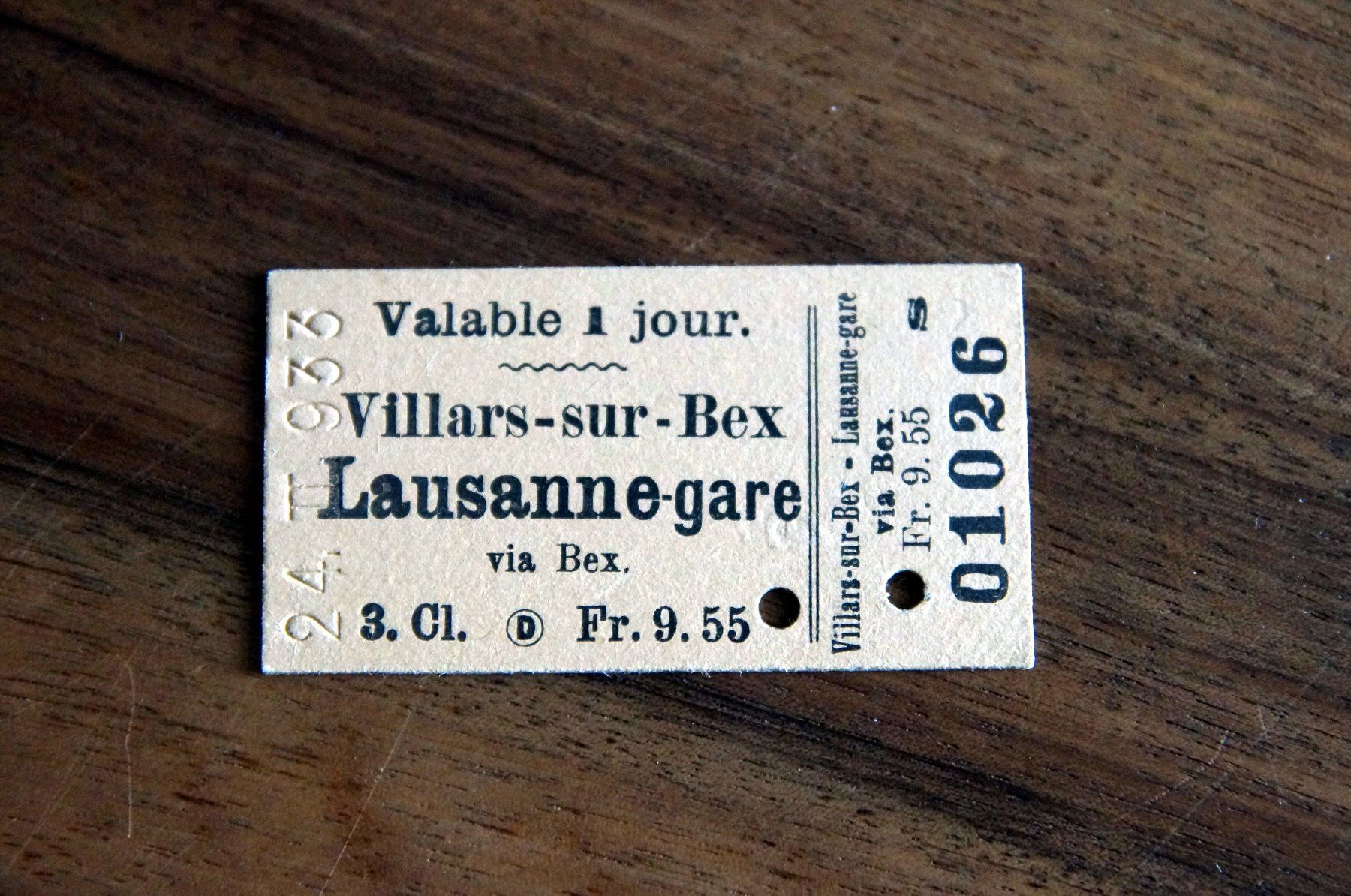BVB 3.Kl. Billet Villars-sur-Bex - Lausanne-gare - 1933 (Gebraucht) in ...