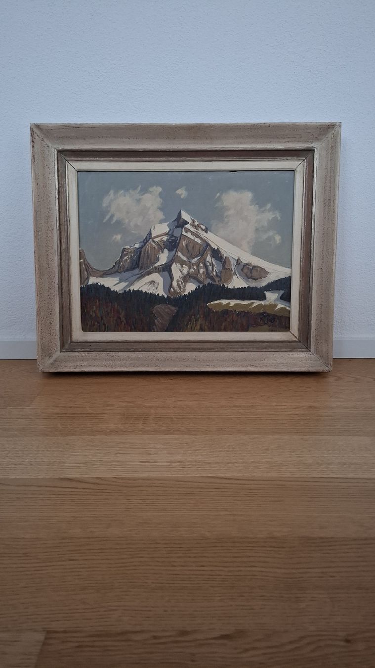 Ölgemälde Fronalpstock Glarus – Blick von Mollis – signiert (Gebraucht ...