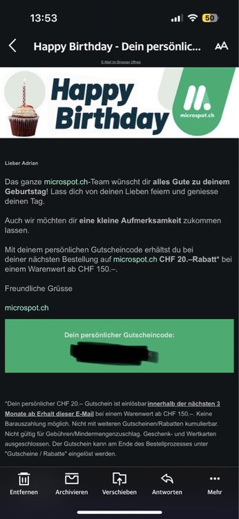 Microspot Gutschein CHF 20.- | Kaufen auf Ricardo