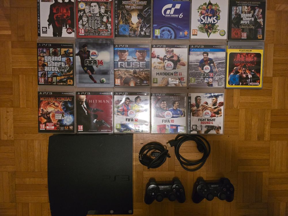 Sony Playstation 3 mit 2 Controller + 17 Games (Gebraucht) in Beinwil ...