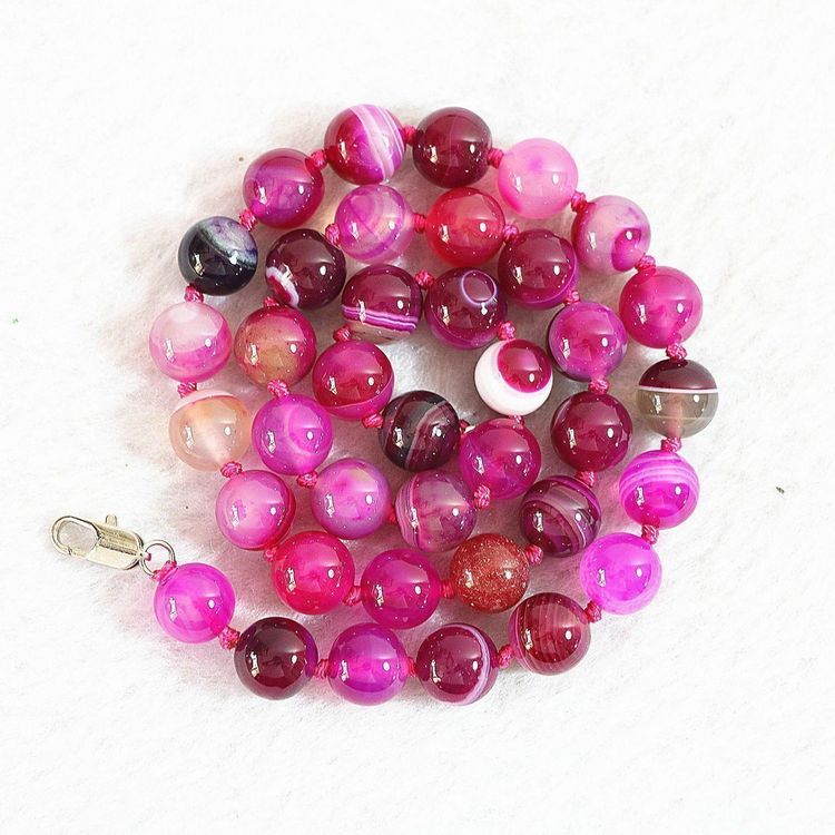 SALE Pink Achat Kette Edelstein Collier Agate Rose Pierre (Neu (gemäss ...