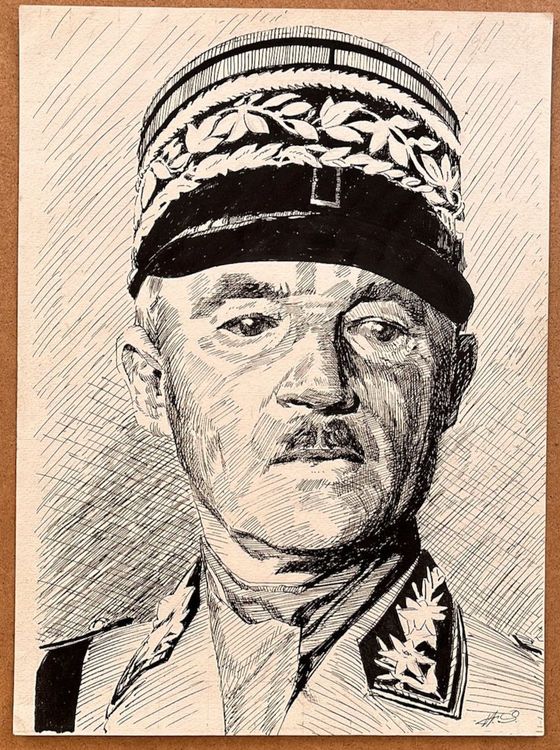 Original Tusche Zeichnung, General Guisan (ID b368) | Kaufen auf Ricardo