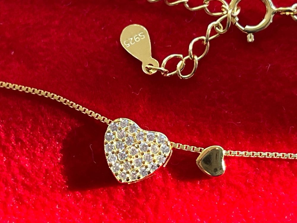 💛🍀💛Kette mit Herz 925 Silber vergoldet 💛🍀💛 (Neu (gemäss Beschreibung)) in Biel-Bienne für CHF 14 ...