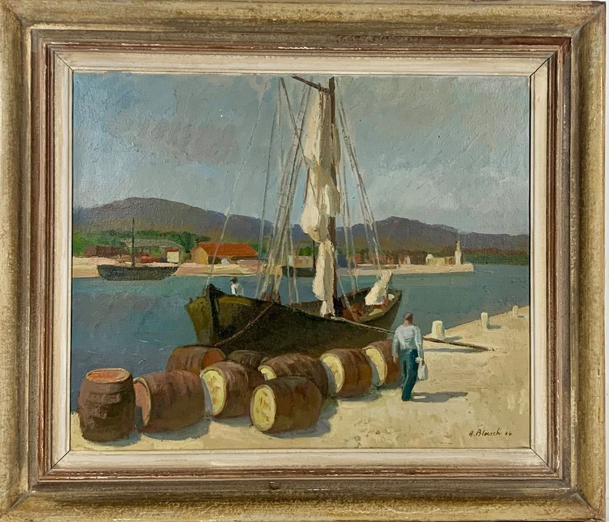 Alfred Bloesch (1890-1967) Gemälde -am Hafen St.Tropez (Gebraucht) in ...