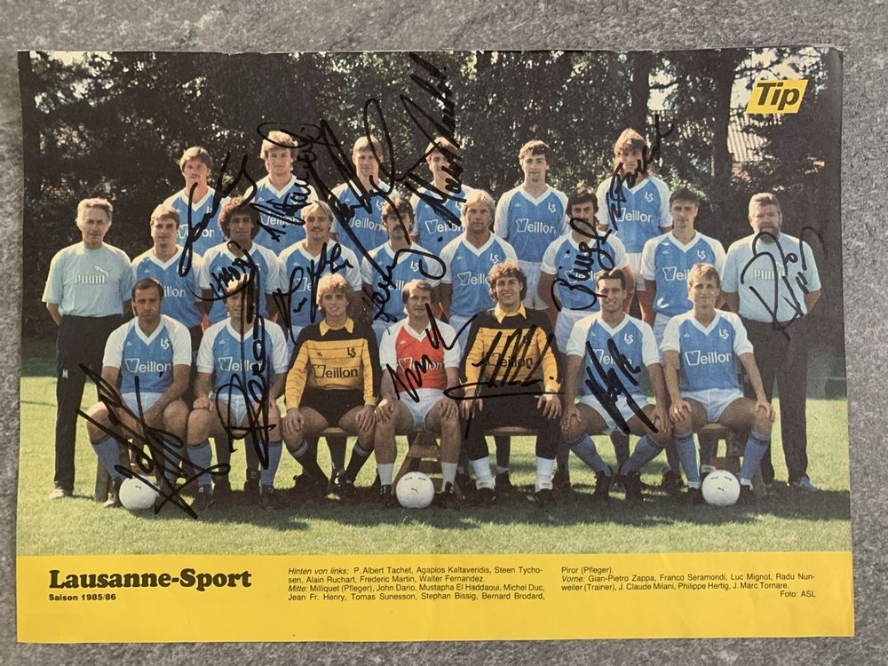 Lausanne Sport 1985/86 Mannschaft mit 15 Autogrammen (Gebraucht) in ...
