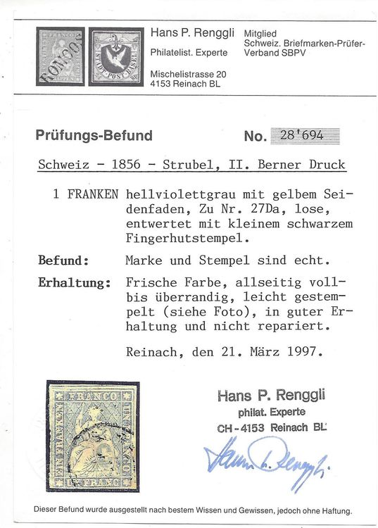 Strubel Nr. 27D - vollrandig, einwandfrei ! | Kaufen auf Ricardo