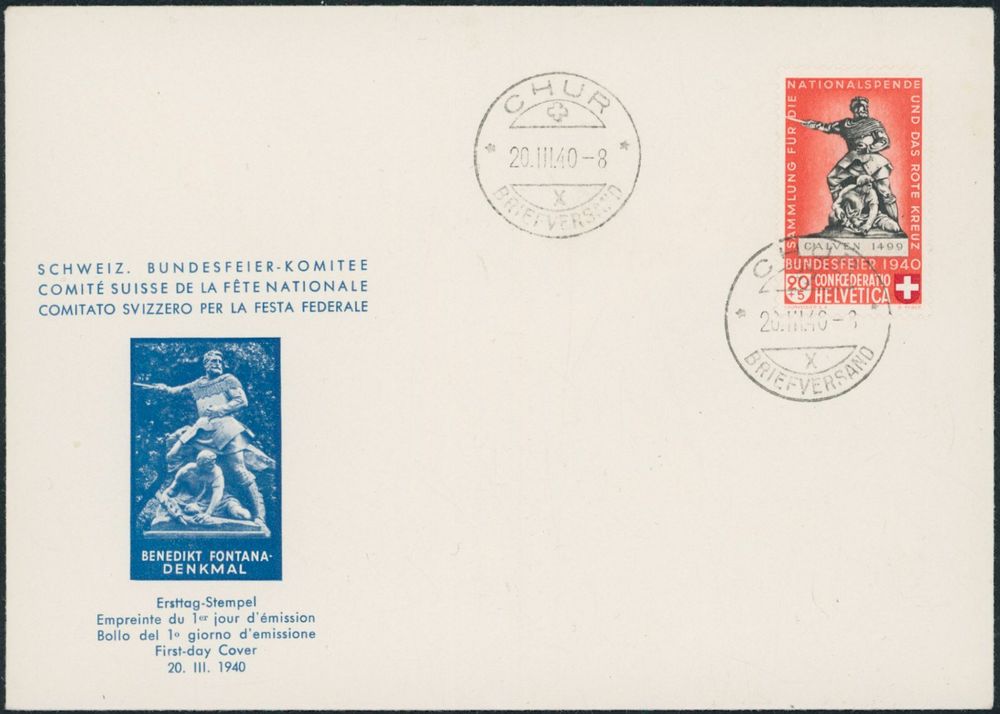 1940 - Pro Patria - FDC ET - "die hellrote die 5c" - Gaudard (Gebraucht) in Schindellegi für CHF ...