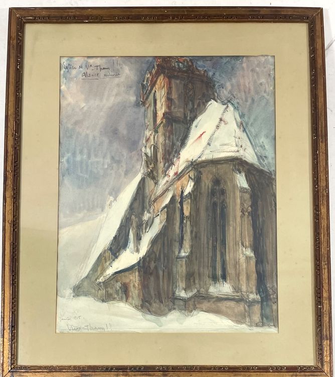 Antikes Winterlandschaft Aquarell unleserlich Signiert | Kaufen auf Ricardo