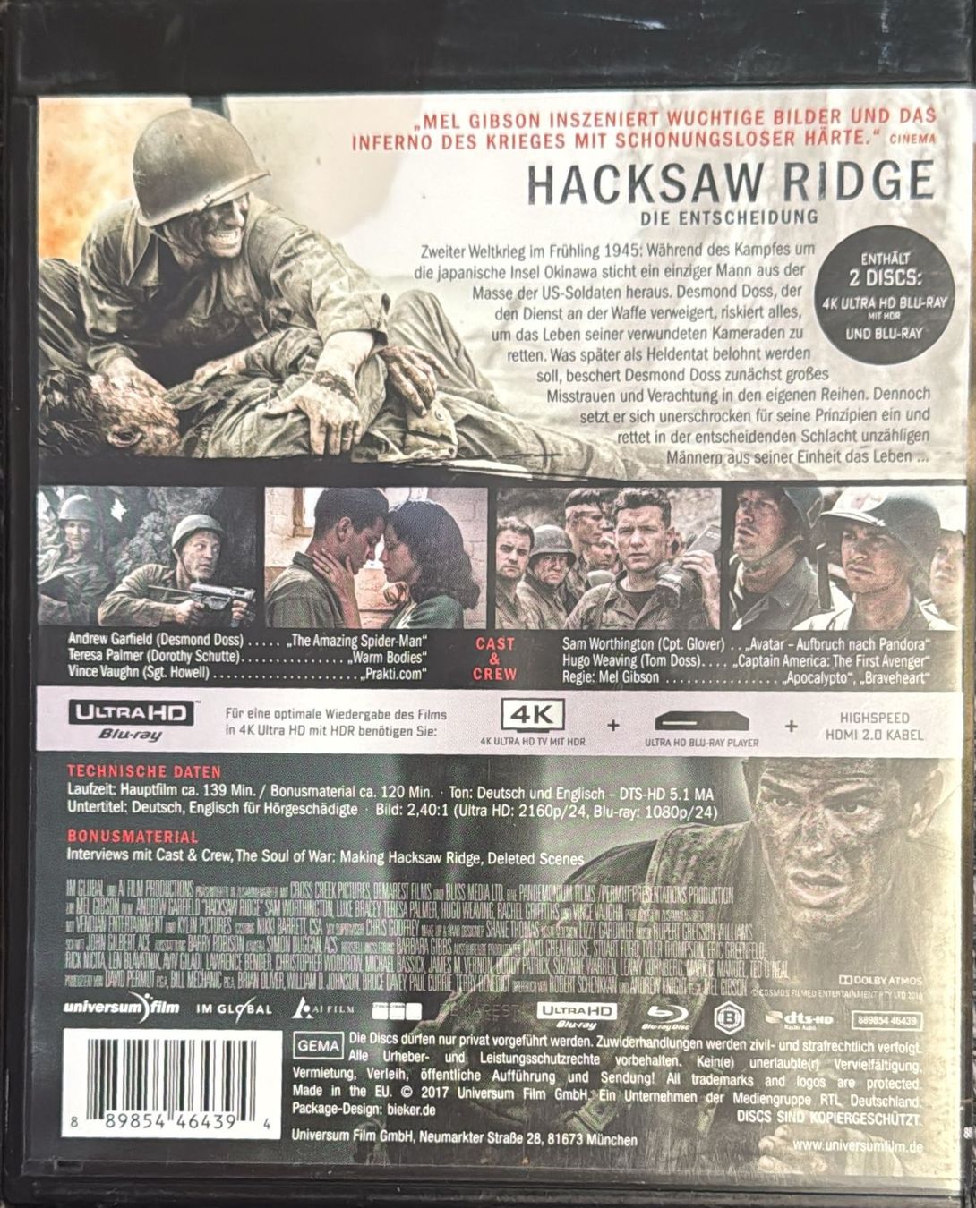 HACKSAW RIDGE 4K ULTRA HD- BLU-RAY (Gebraucht) in Zürich für CHF 15 ...