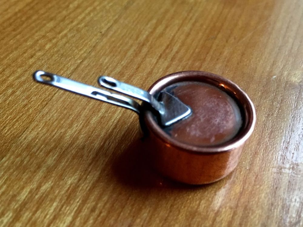 Stielpfanne für die Puppenstube. Kupfer. Handarb. NP 19.50. (Neu und ...