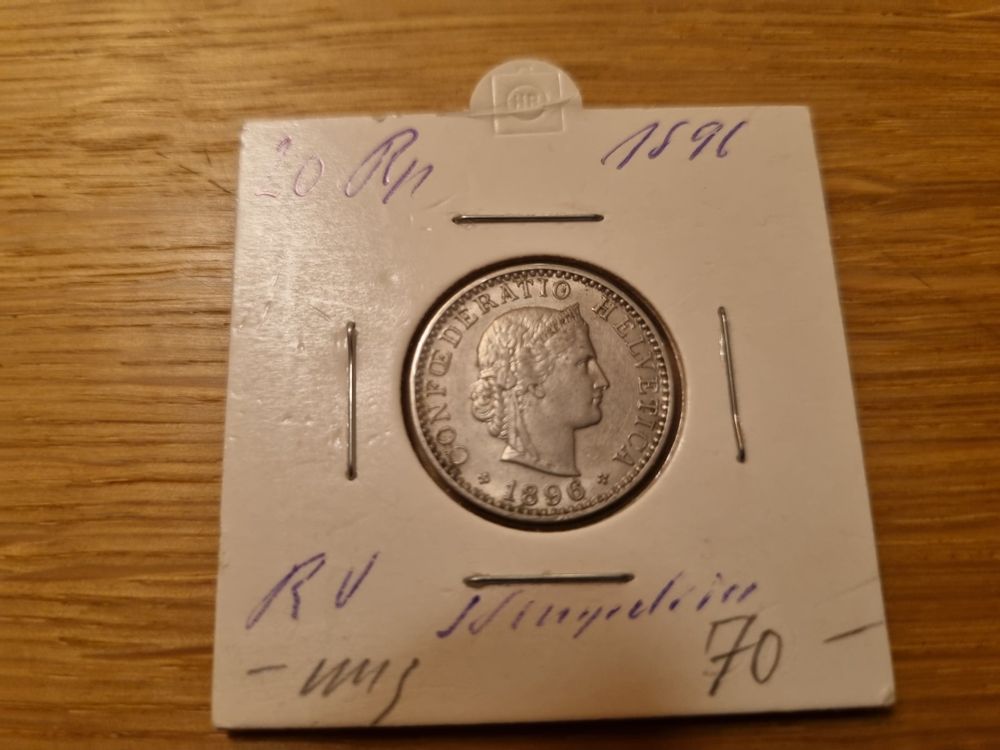 1896 20 Rp. Unzierkuliert!! Abart Stempelriss (Gebraucht) in Arni AG für CHF 6 – mit Lieferung ...