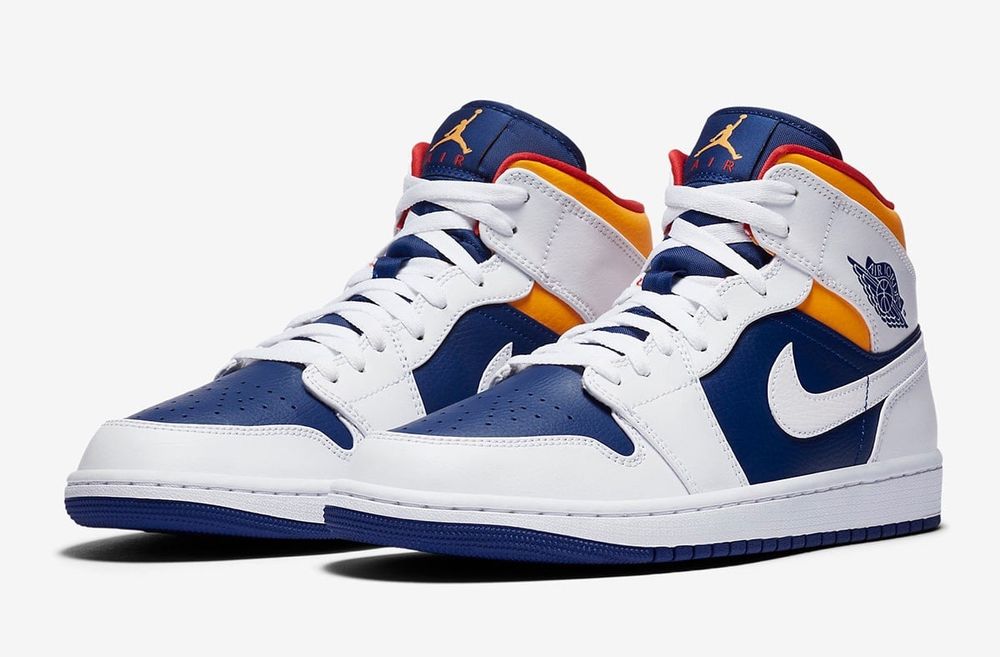 Air Jordan 1 Mid Cloud White/Navy Blue-Yellow Men (Gebraucht) in Wil ...