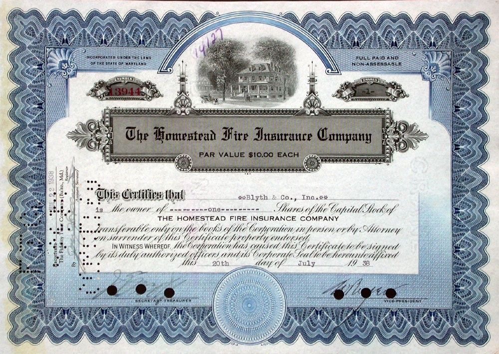 Homestead Fire Insurance Company - 1938 (Gebraucht) in Solothurn für ...