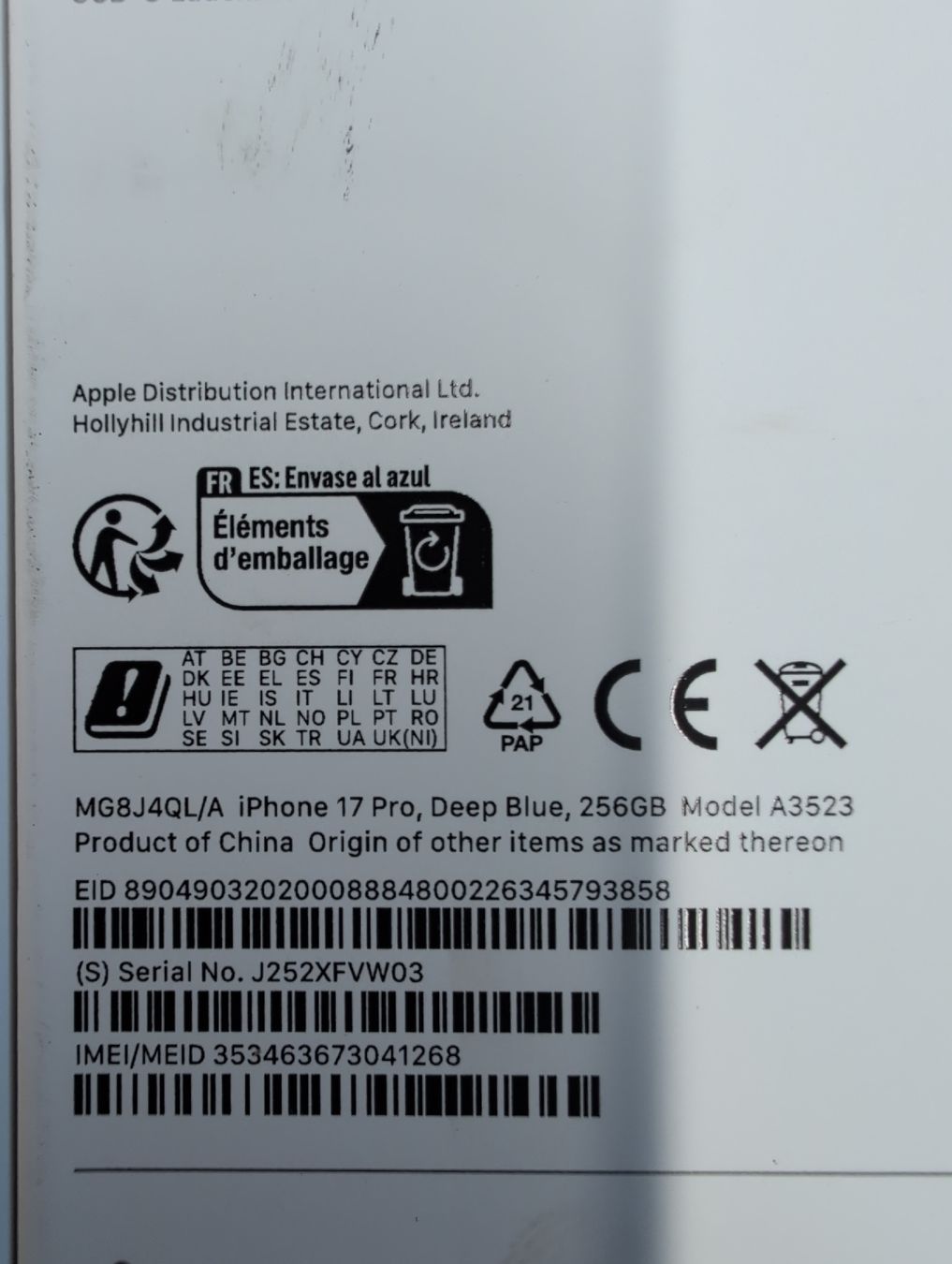 iPhone 17 Pro, Deep Blue, 256GB, Model A3523, neu (Neu und ...