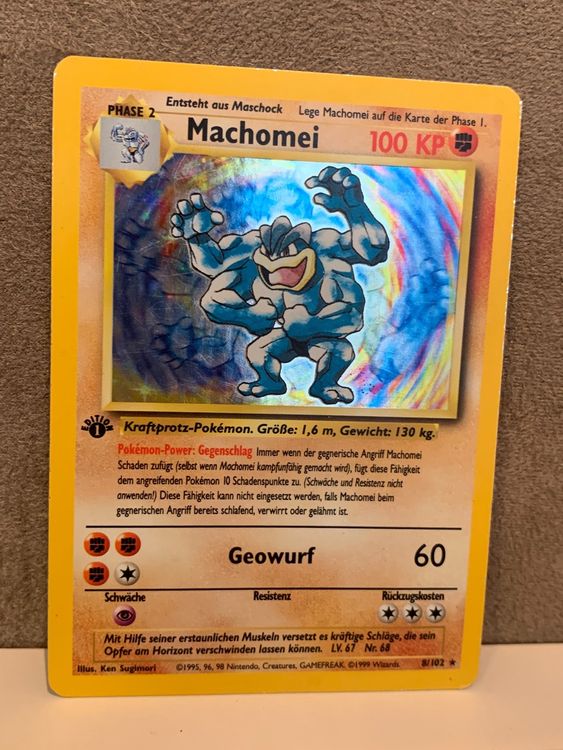 8/102 *1. Edition Machomei Holo DE Pokemon Base Set (Gebraucht) in Fislisbach für CHF 13 – mit ...