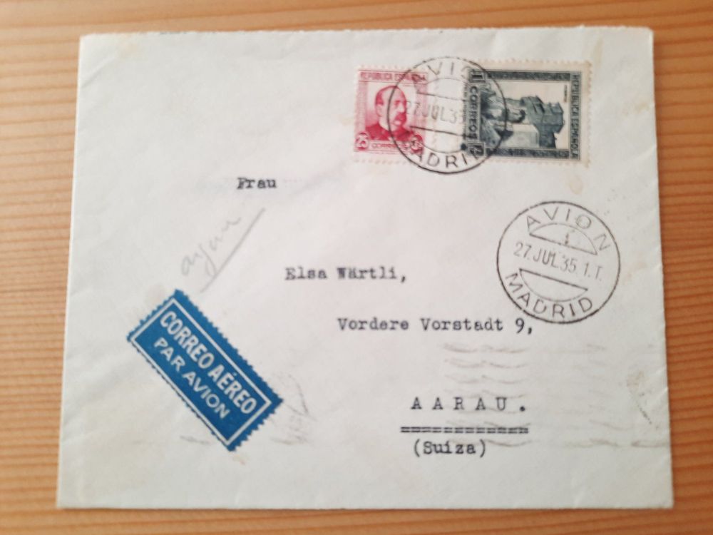 Spanien - Schweiz Luftpostbrief aus 1935 Zustand gem.Bilder (Gebraucht) in Oberuzwil für CHF 1 ...