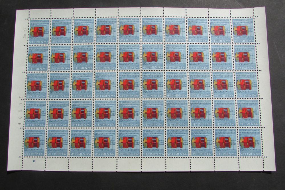 1 Bogen Specimen 1966, mehrfarbiger Stichtiefdruck (Neu (gemäss ...