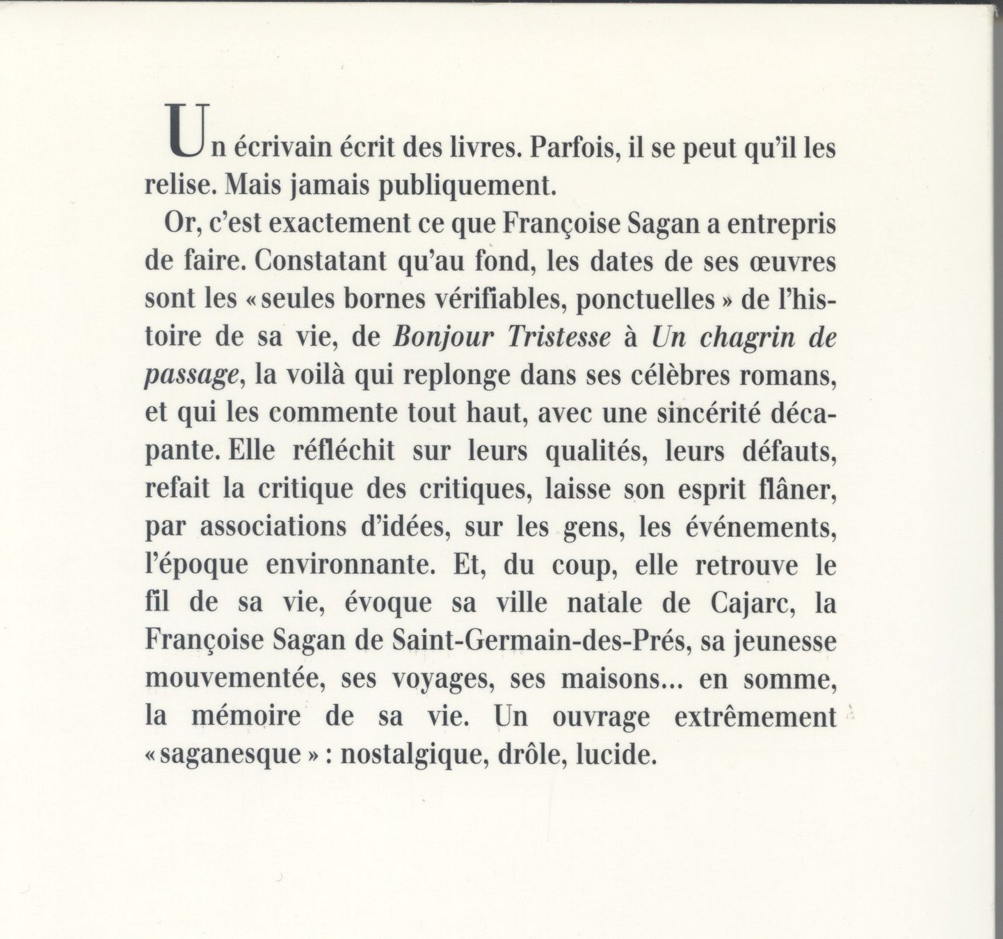 Françoise Sagan - Derrière l'épaule... (Neuf (Voir description)) à Biel ...