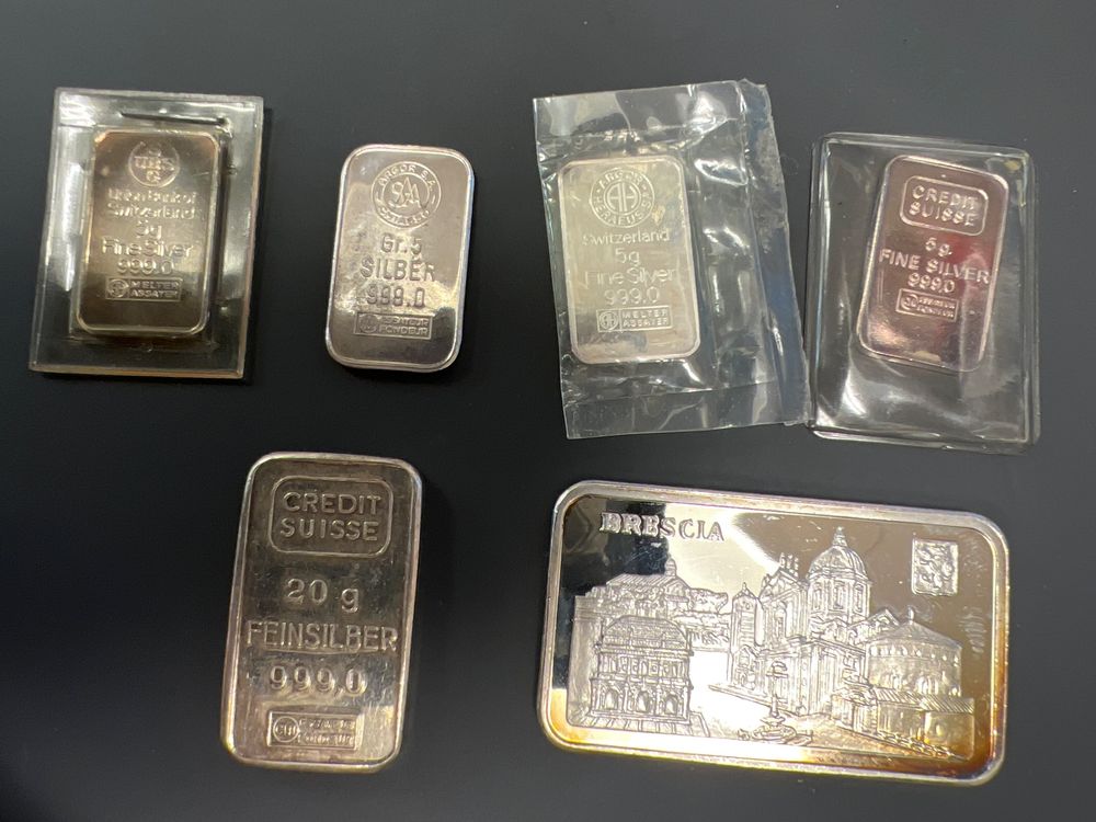 Sammlung 6 Silber-Barren: UBS, CS & Argor: 71 Gr. Feinsilber (Neu (gemäss Beschreibung)) in ...