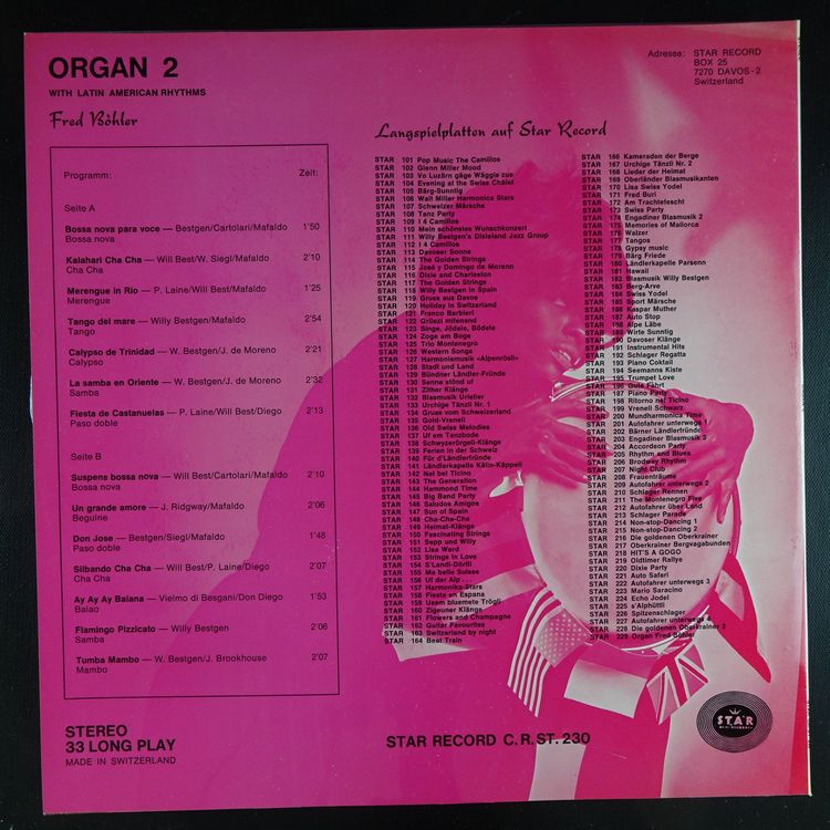 Fred Böhler [CH] - Organ2 Latin American Rhythm [Star Hi-Fi] (Gebraucht ...