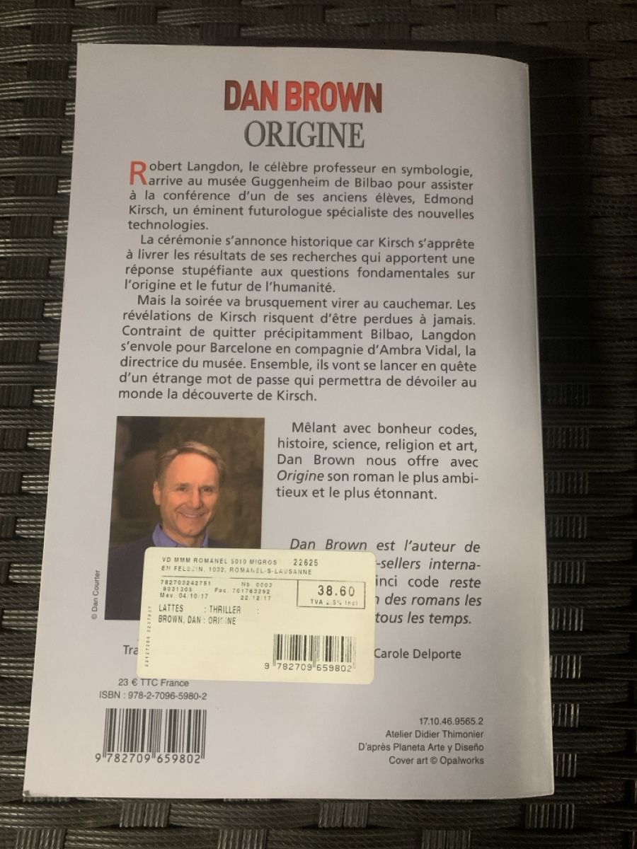 Dan Brown - Origine, roman à suspense d'occasion comme neuf (D'occasion ...