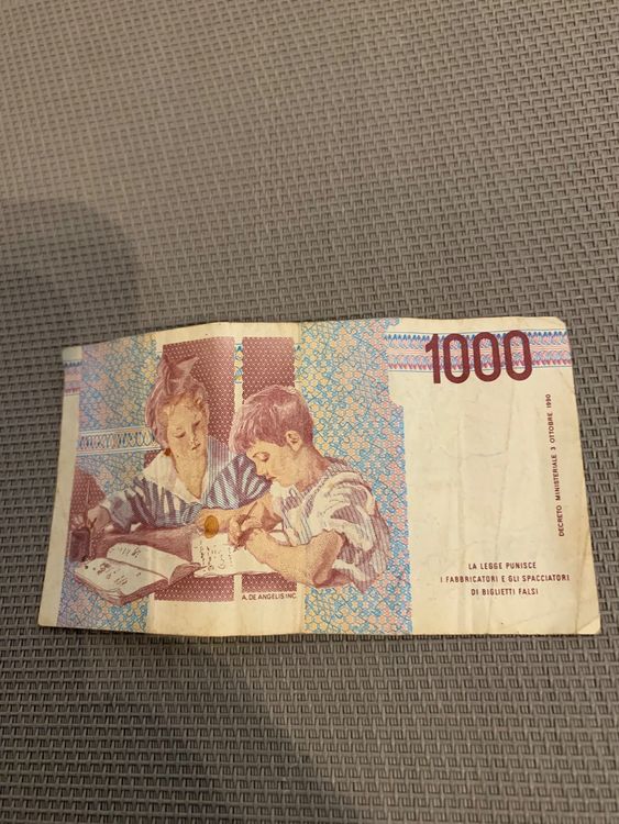 1000 Lire Note / 1990 mit M. Montessori (Gebraucht) in Bauma für CHF 1 ...