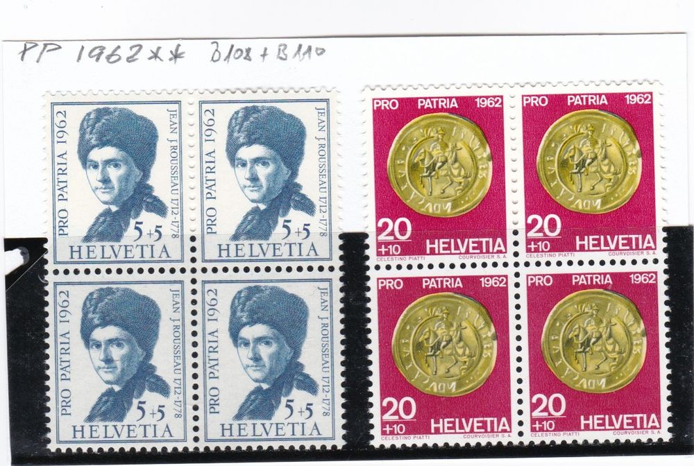 Pro Patria 1962, B108+B110 ** Viererblock | Kaufen auf Ricardo