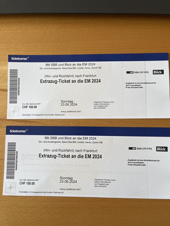Zugticket an die EM 2024 (Neu und originalverpackt) in Riehen für CHF ...