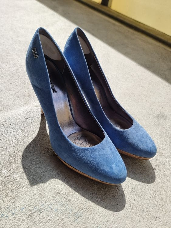 Blaue Wildleder Pumps Gr.39 Plateau Absatzschuhe Frühling (Gebraucht ...
