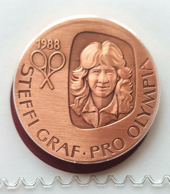 Steffi Graf - Pro Olympia 1988 - Foto mit Medaille (Neu (gemäss ...