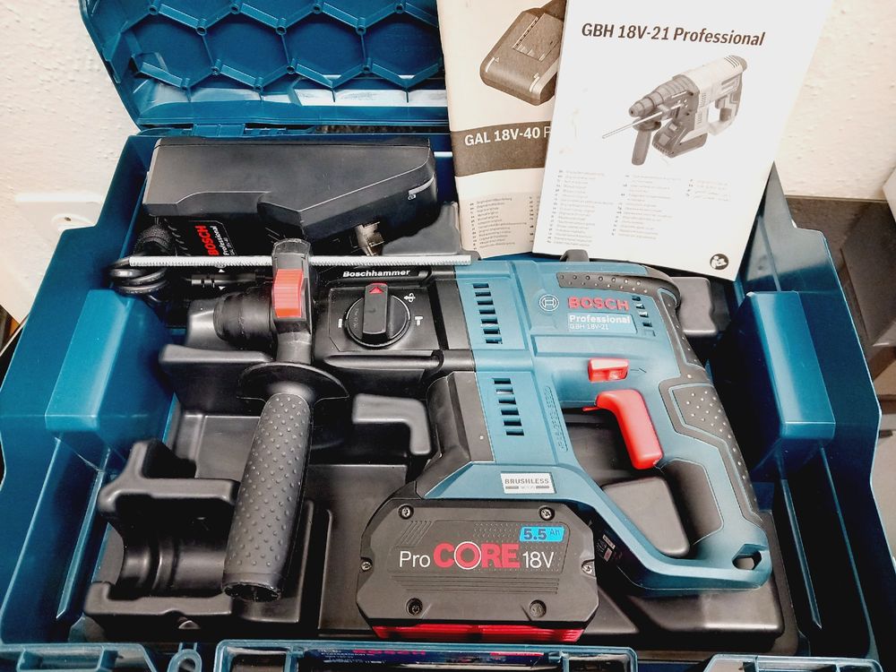 Bosch GBH 18V-21 + Pro CORE 5.5Ah 18 V + GAL 18V-40 + L-Box | Kaufen ...