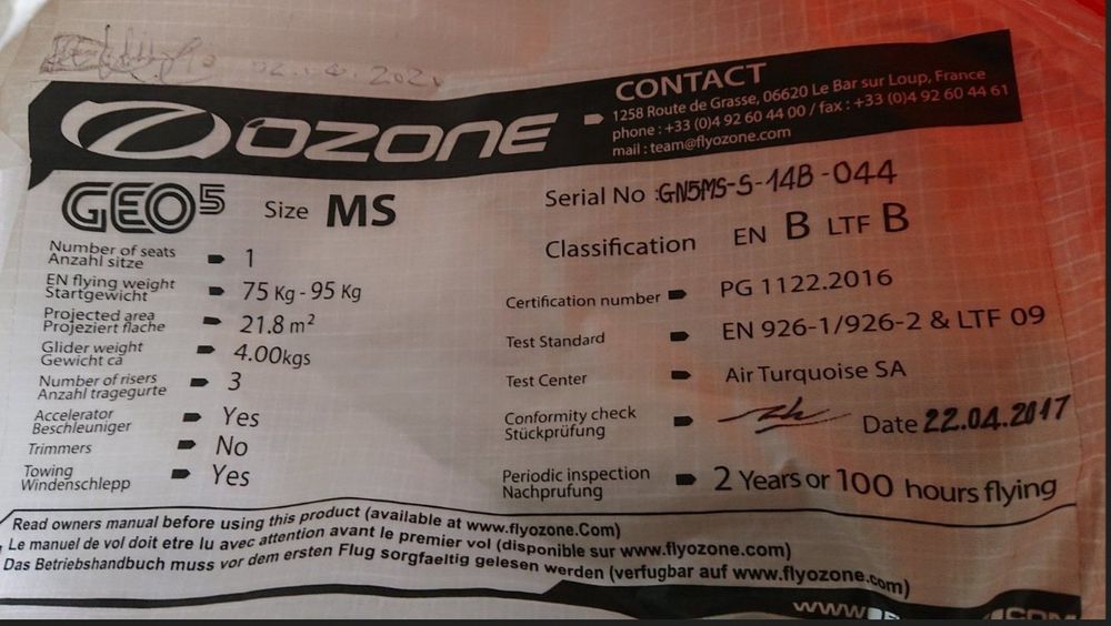 Gleitschirm Ozone GEO 5 | Kaufen auf Ricardo