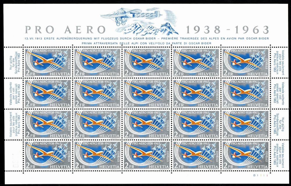 1963 25 Jahre Pro Aero F46 im Zierbogen ** SBK 200.- (Neu und ...