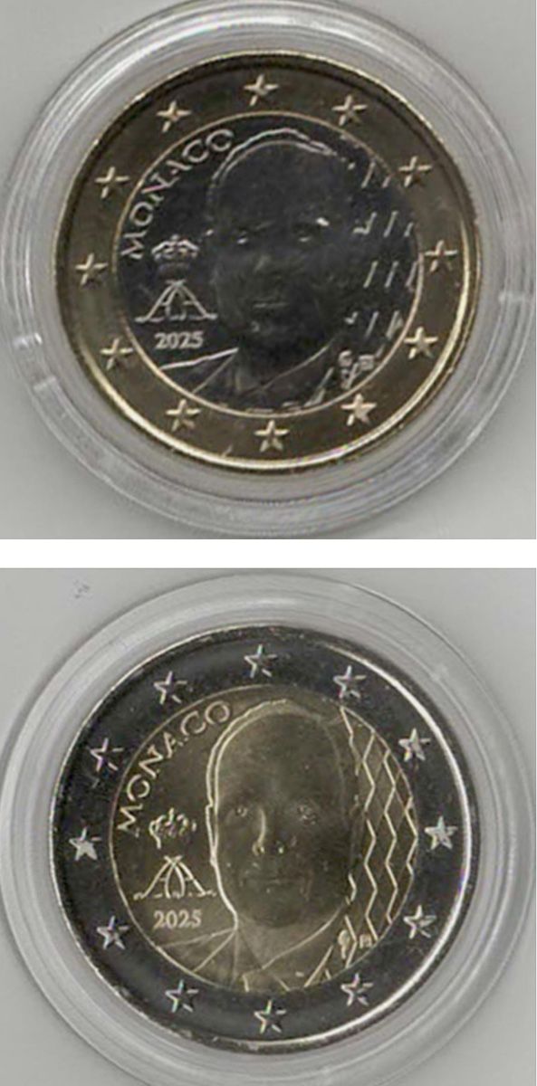 Monaco 2025 1 + 2 Euro in Kapseln Neue Motiv (Neu (gemäss Beschreibung ...