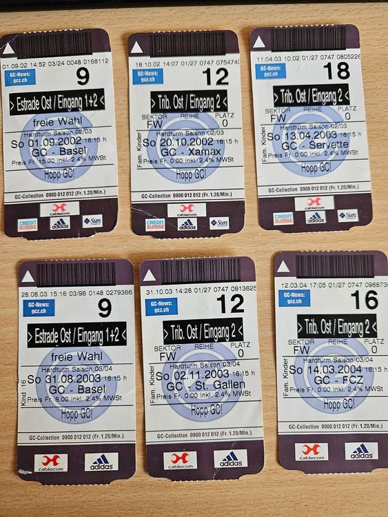 12 Tickets Grasshopper Club Zürich Hardturm Stadion GCZ GC (Gebraucht) in Hägglingen für CHF 4 ...