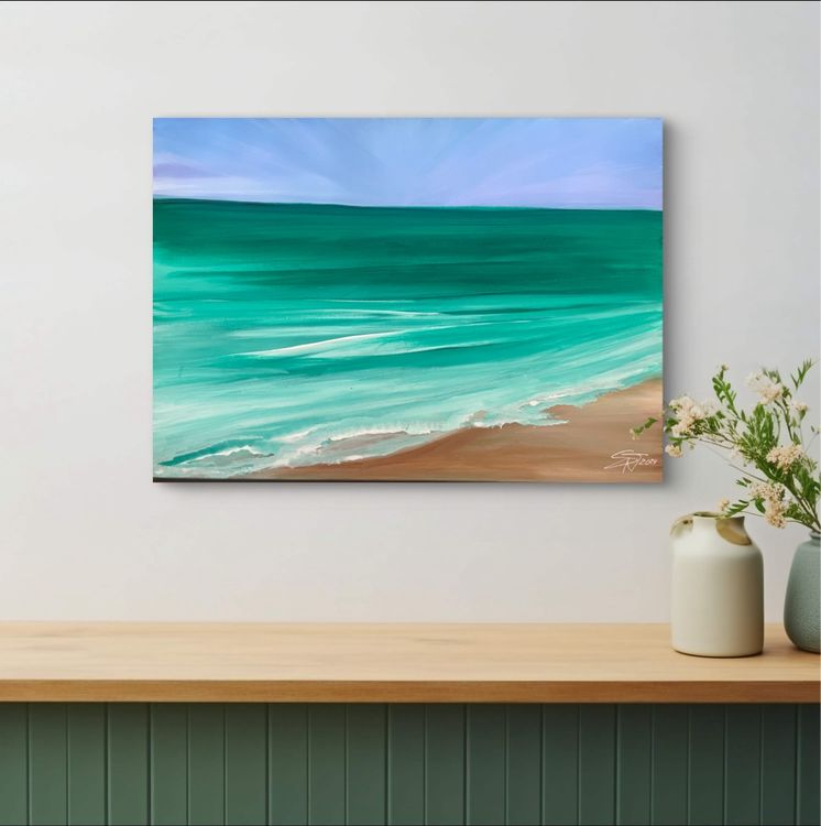 Turquoise Strandbild, Acrylbild, Meer, Unikat, Sommer (Neu und ...