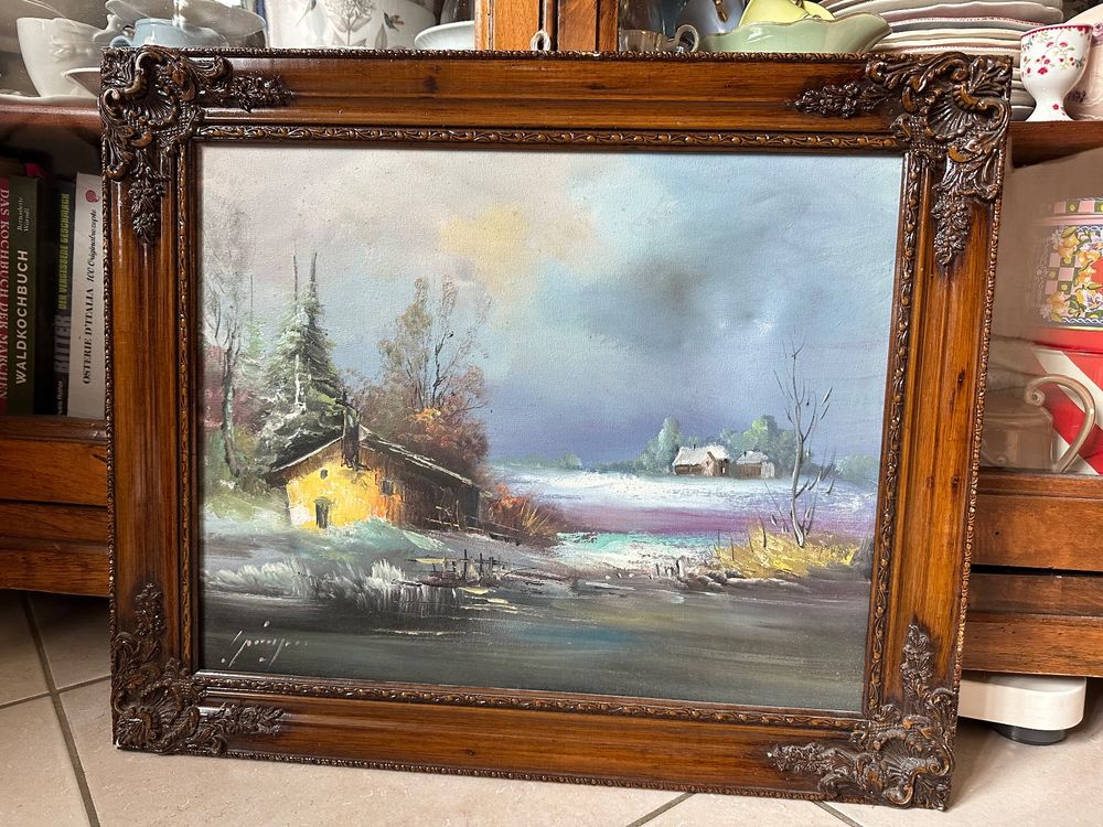 Ölgemälde auf Leinwand mit Holzrahmen im Barockstil | Kaufen auf Ricardo