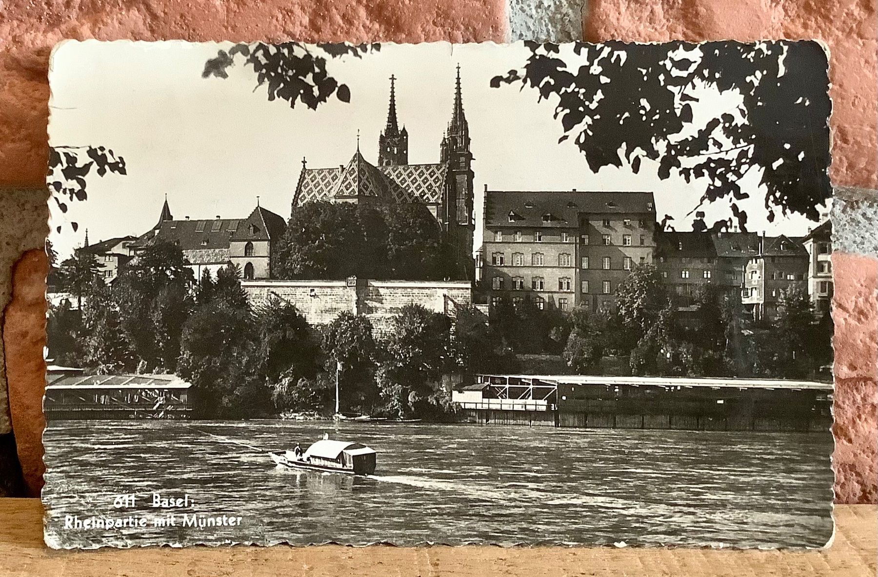 1938 Alte Foto AK - RHEINPARTIE MIT MÜNSTER & Fähre - Basel (Gebraucht) in Root für CHF 1 – mit ...