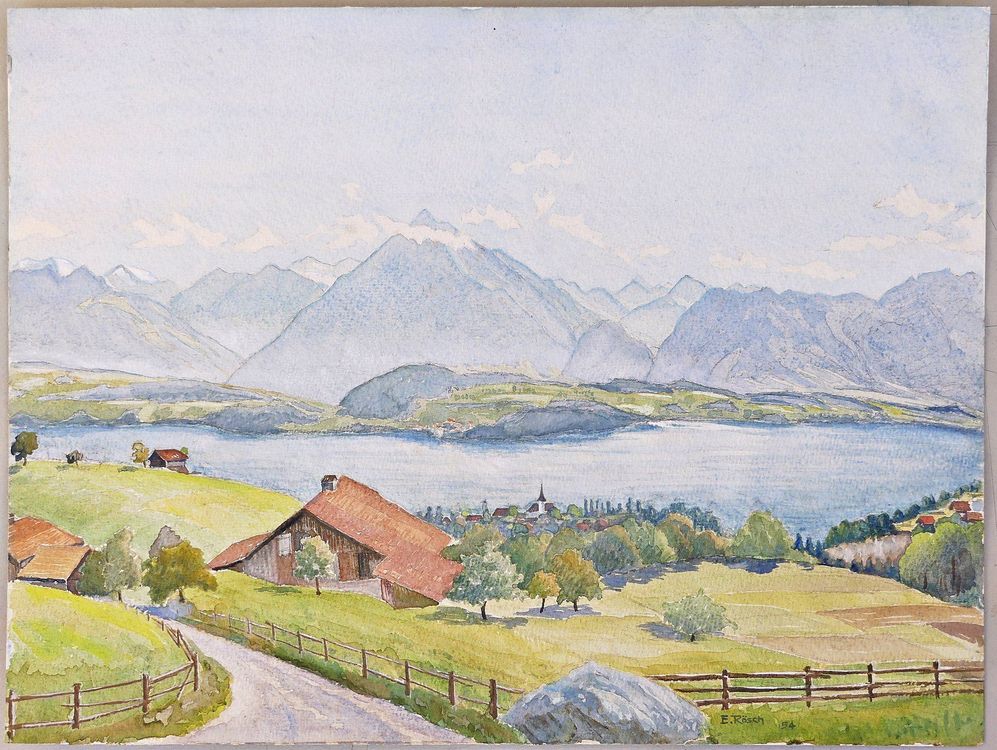 Aquarell Blick auf den Niesen Signiert! | Kaufen auf Ricardo