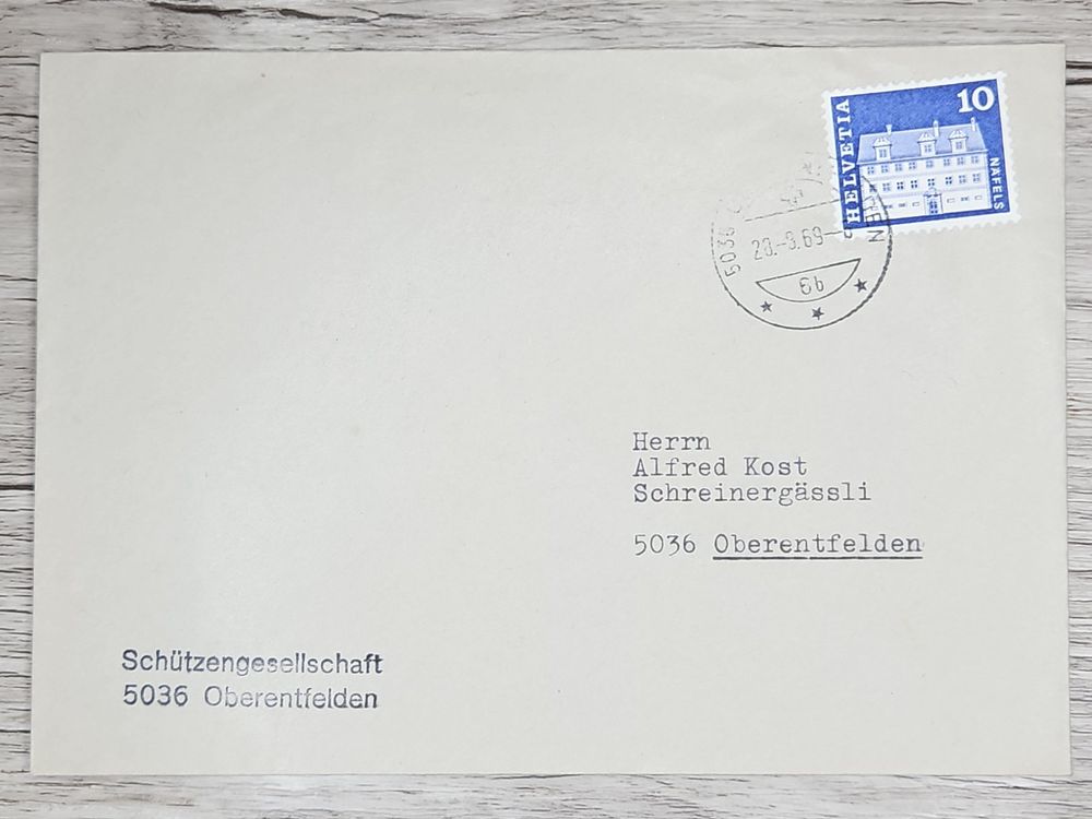 CL02 Enveloppe + Timbre Suisse 1969 (Gebraucht) in Cousset für CHF 0.75 – mit Lieferung auf ...
