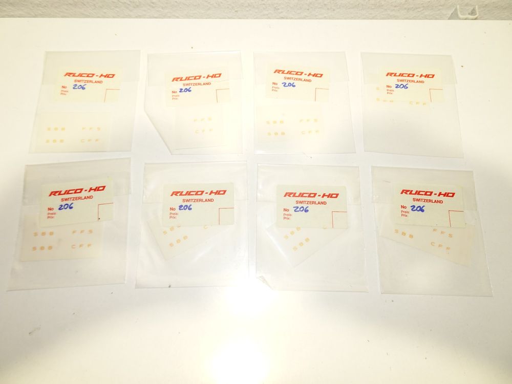 8 RUCO Bögen Schiebebilder Decals SBB CFF FFS Nr. 206 (Neu (gemäss ...