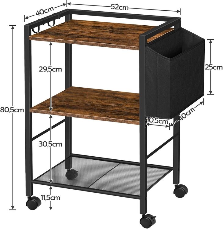 Druckertisch Druckerständer mit Rollen und Ablagen Bürotisch (Neu und ...
