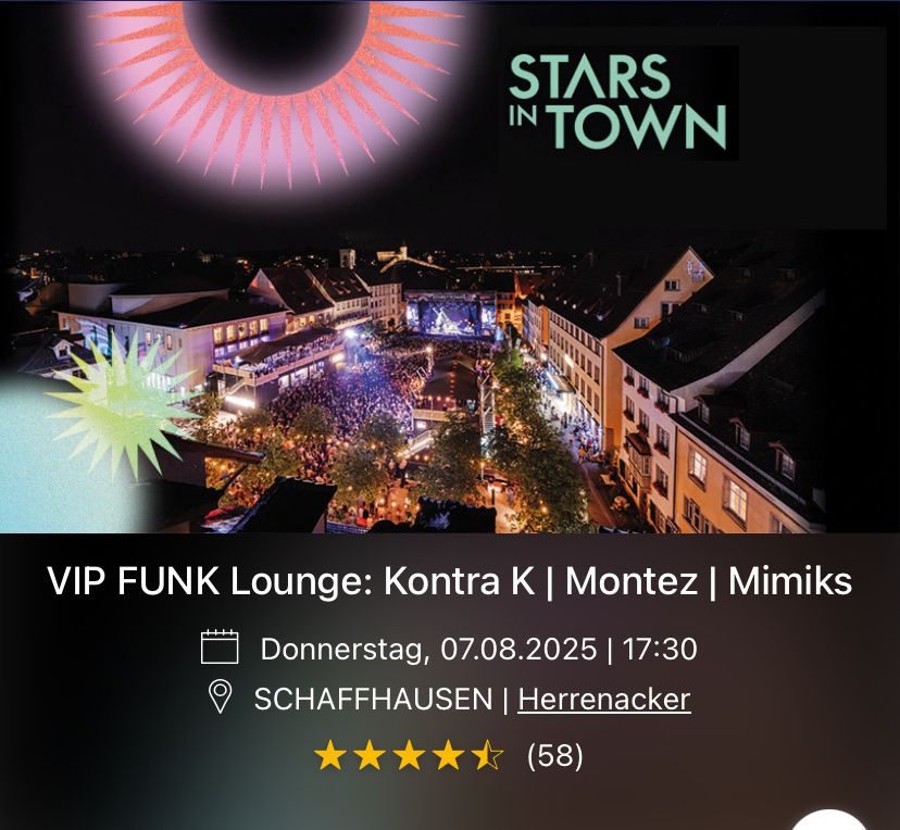 2x Stars in Town VIP Funk Lounge Ticket Do, 07.08.2025 (Neu und ...